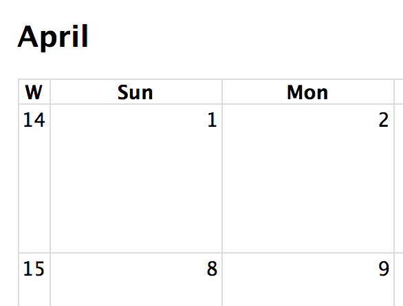 Week Numbers - Docs v4 | FullCalendar